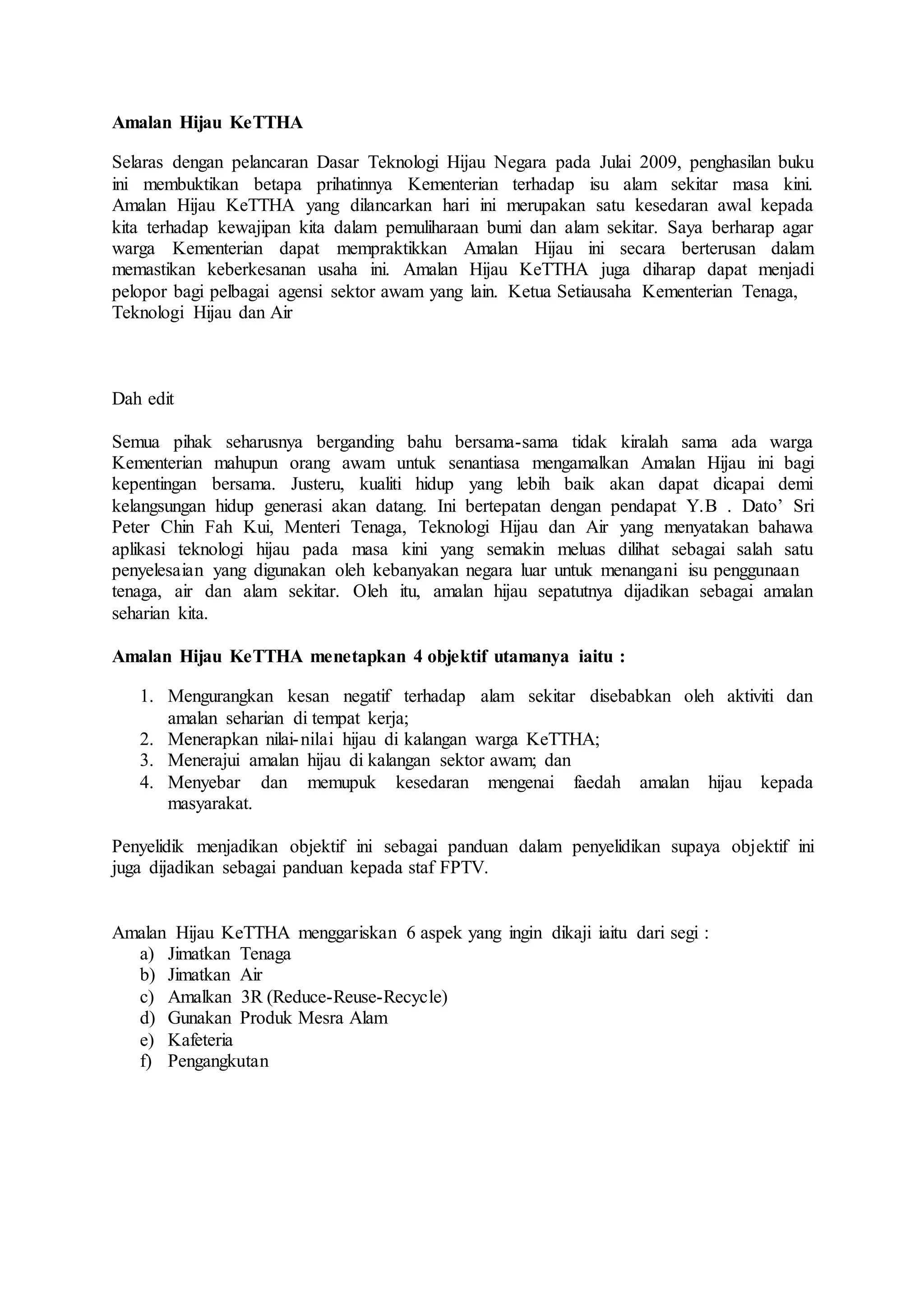 Amalan hijau kettha | DOCX