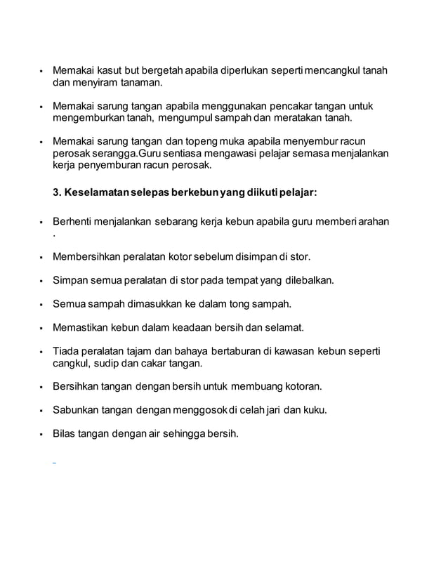 Amalan keselamatan kebun | PDF