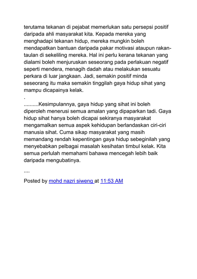 Amalan membentuk gaya hidup sihat | PDF