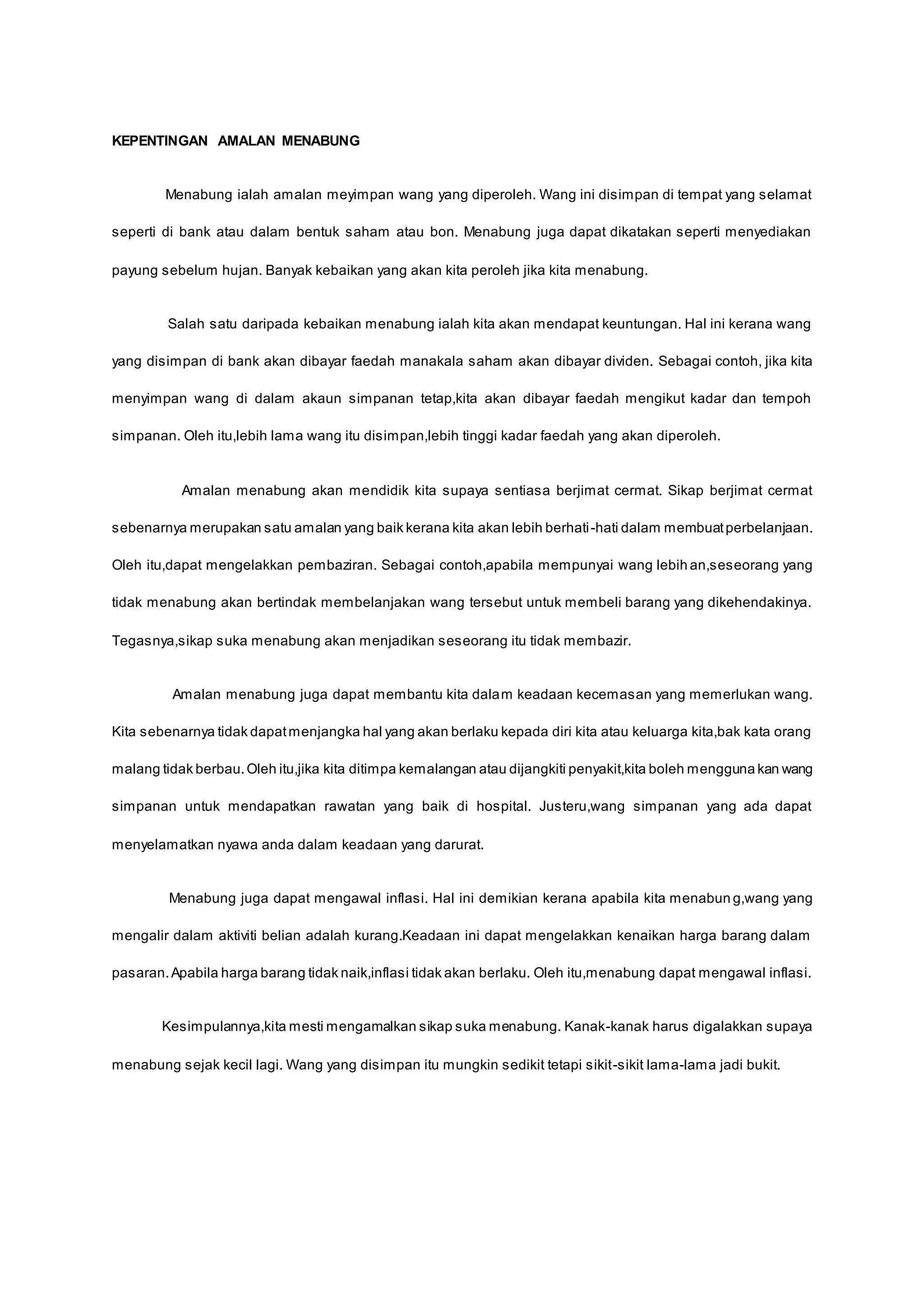 Amalan menabung | DOCX