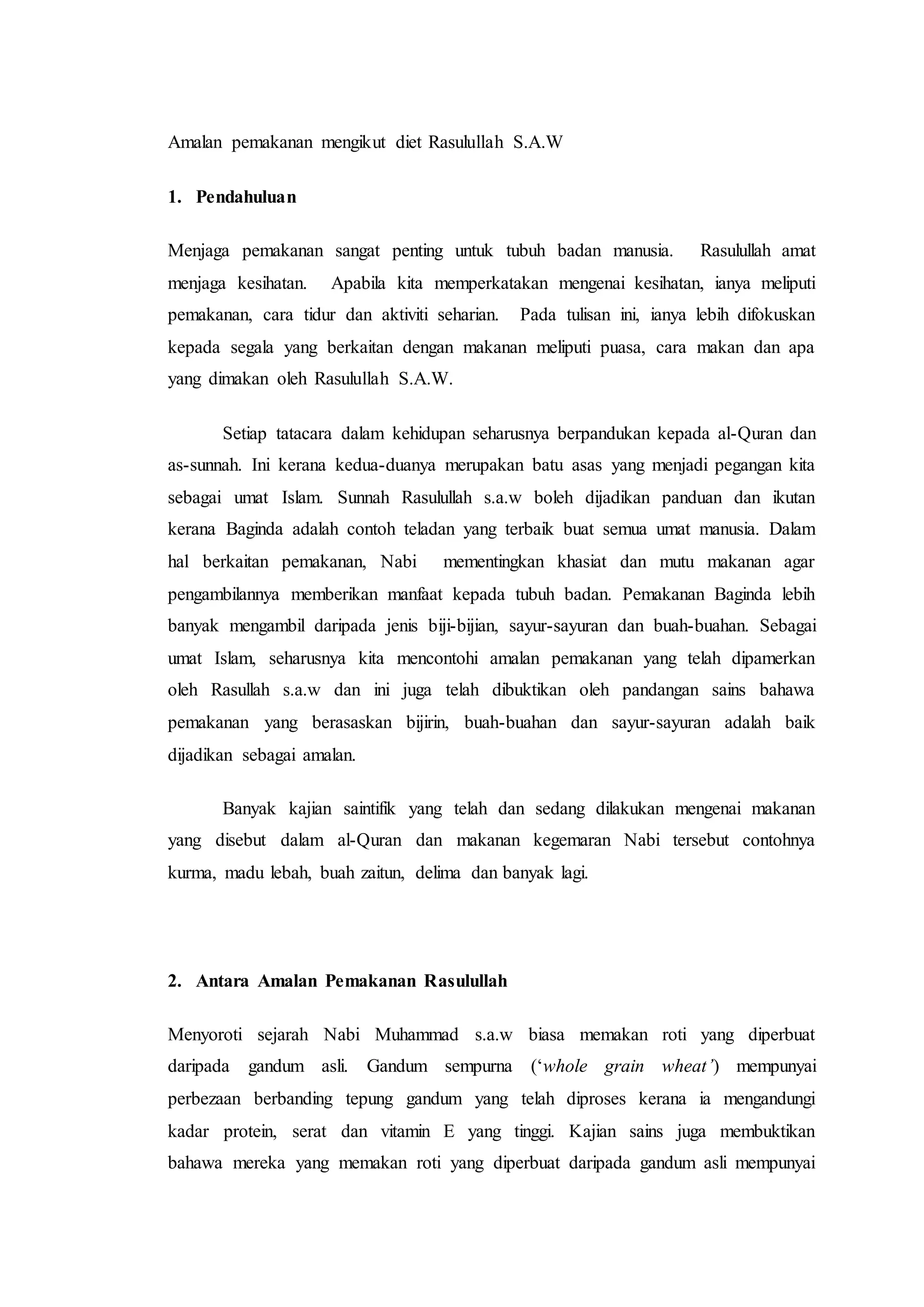 Amalan pemakanan mengikut diet rasulullah s (1)(edit) | PDF