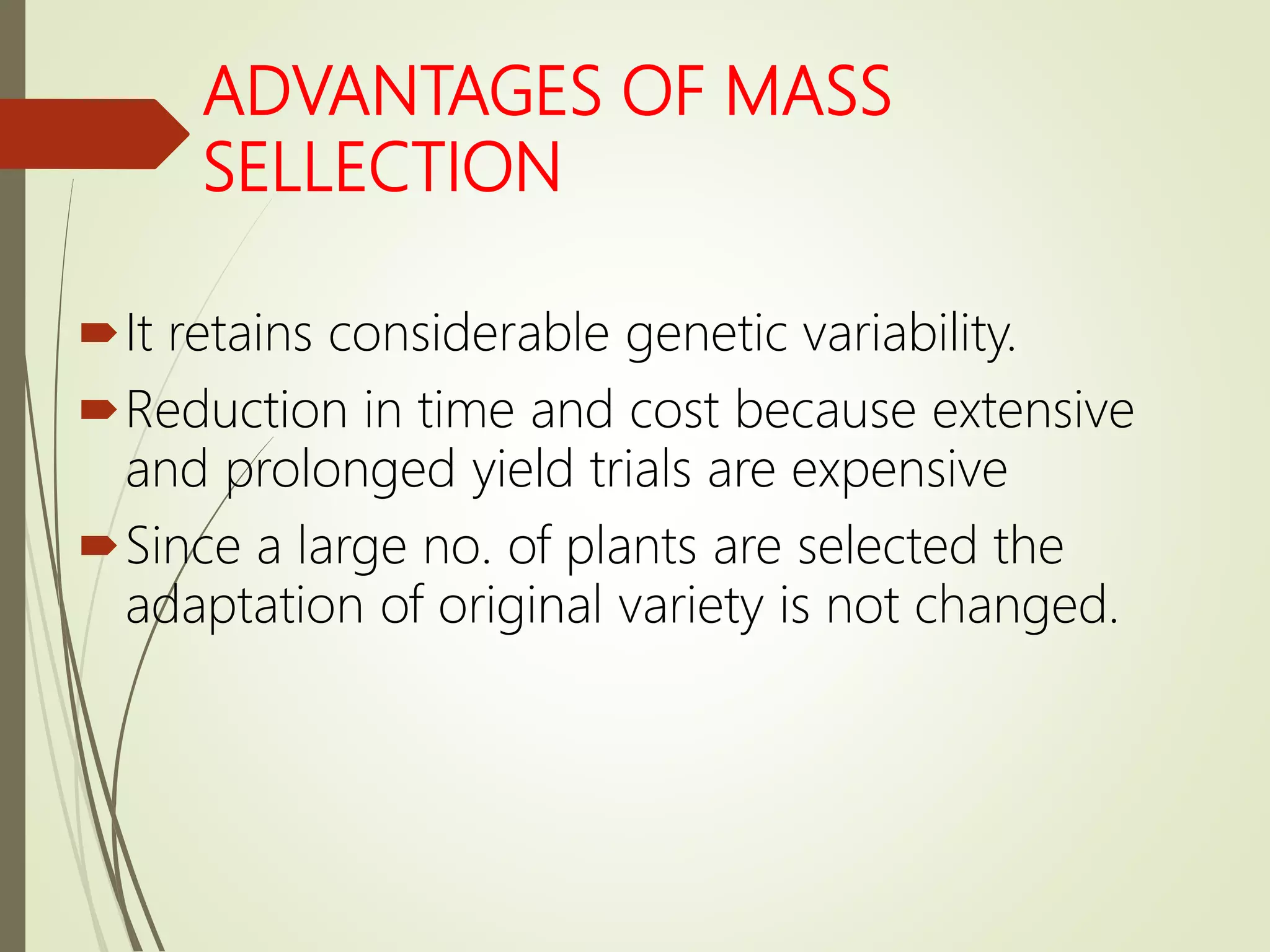 SELECTION- PURELINE & MASS METHODS | PPTX
