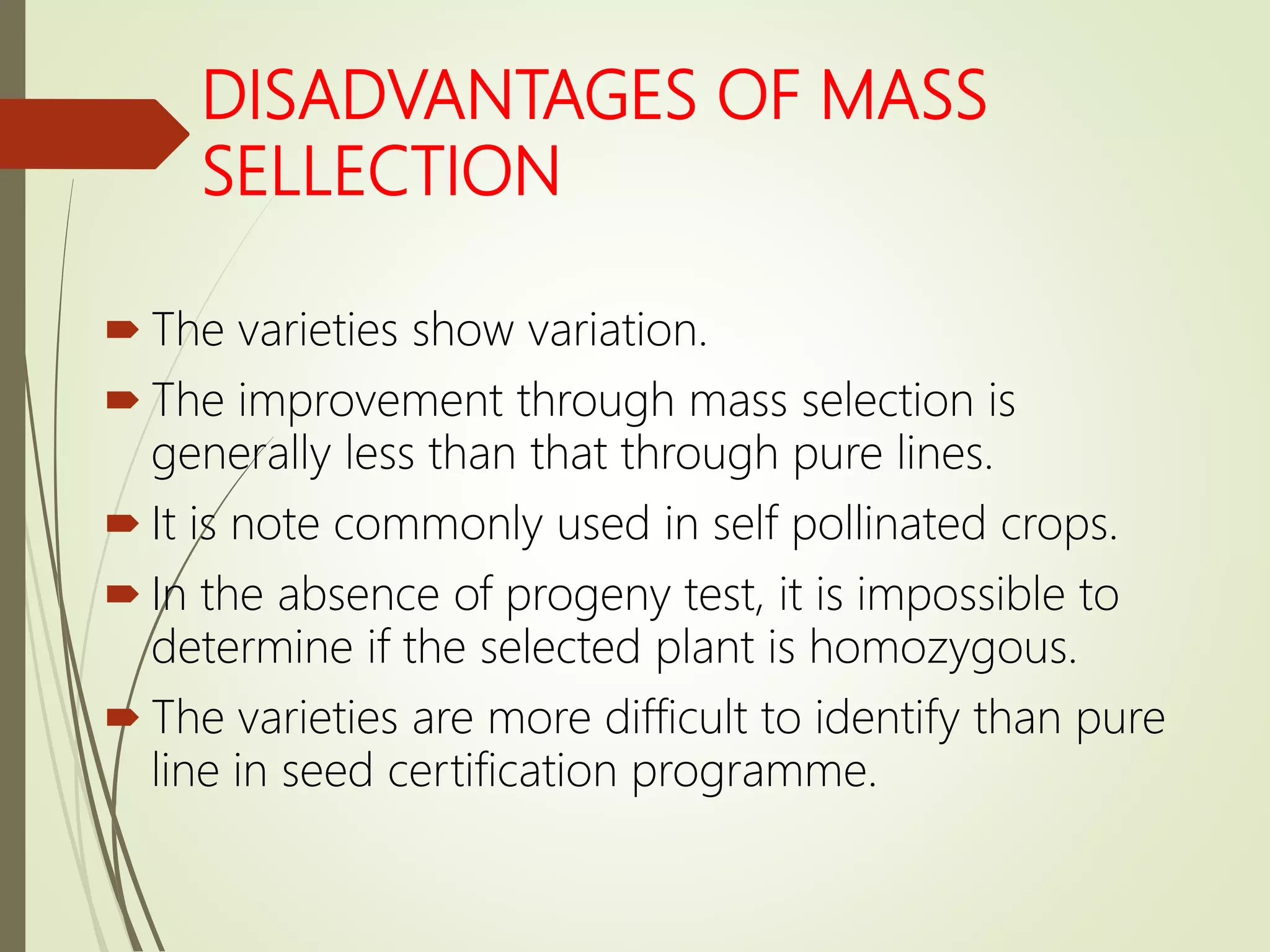 SELECTION- PURELINE & MASS METHODS | PPTX