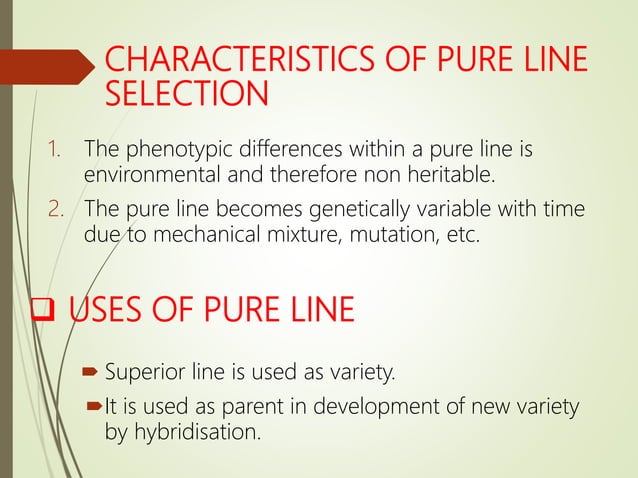 SELECTION- PURELINE & MASS METHODS | PPTX