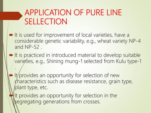 SELECTION- PURELINE & MASS METHODS | PPTX