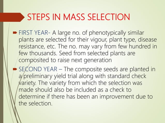 SELECTION- PURELINE & MASS METHODS | PPTX