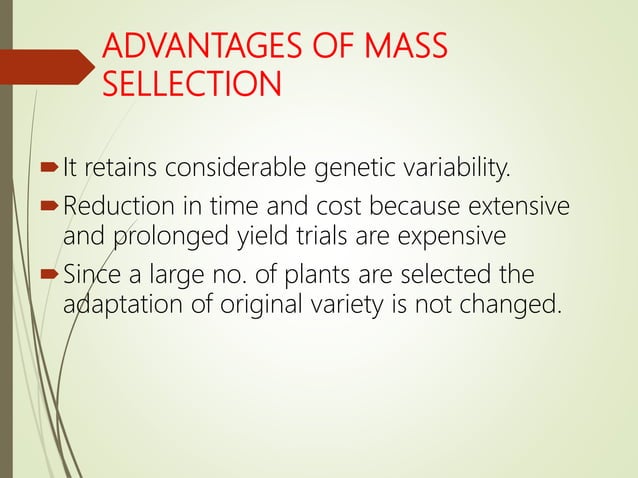 SELECTION- PURELINE & MASS METHODS | PPTX