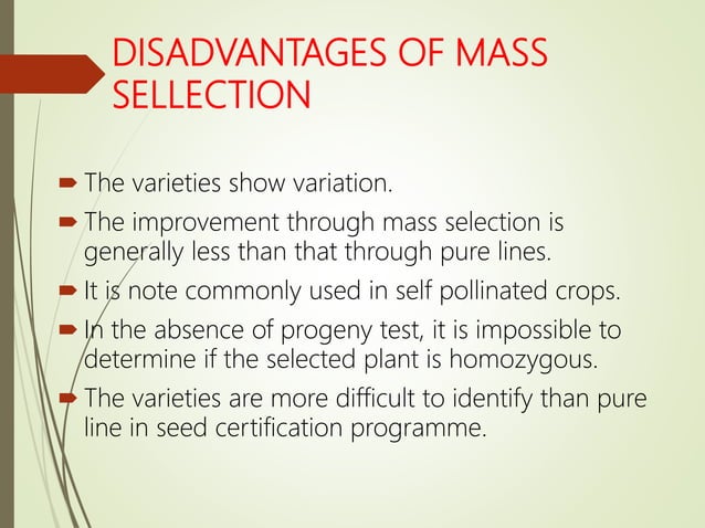 SELECTION- PURELINE & MASS METHODS | PPTX
