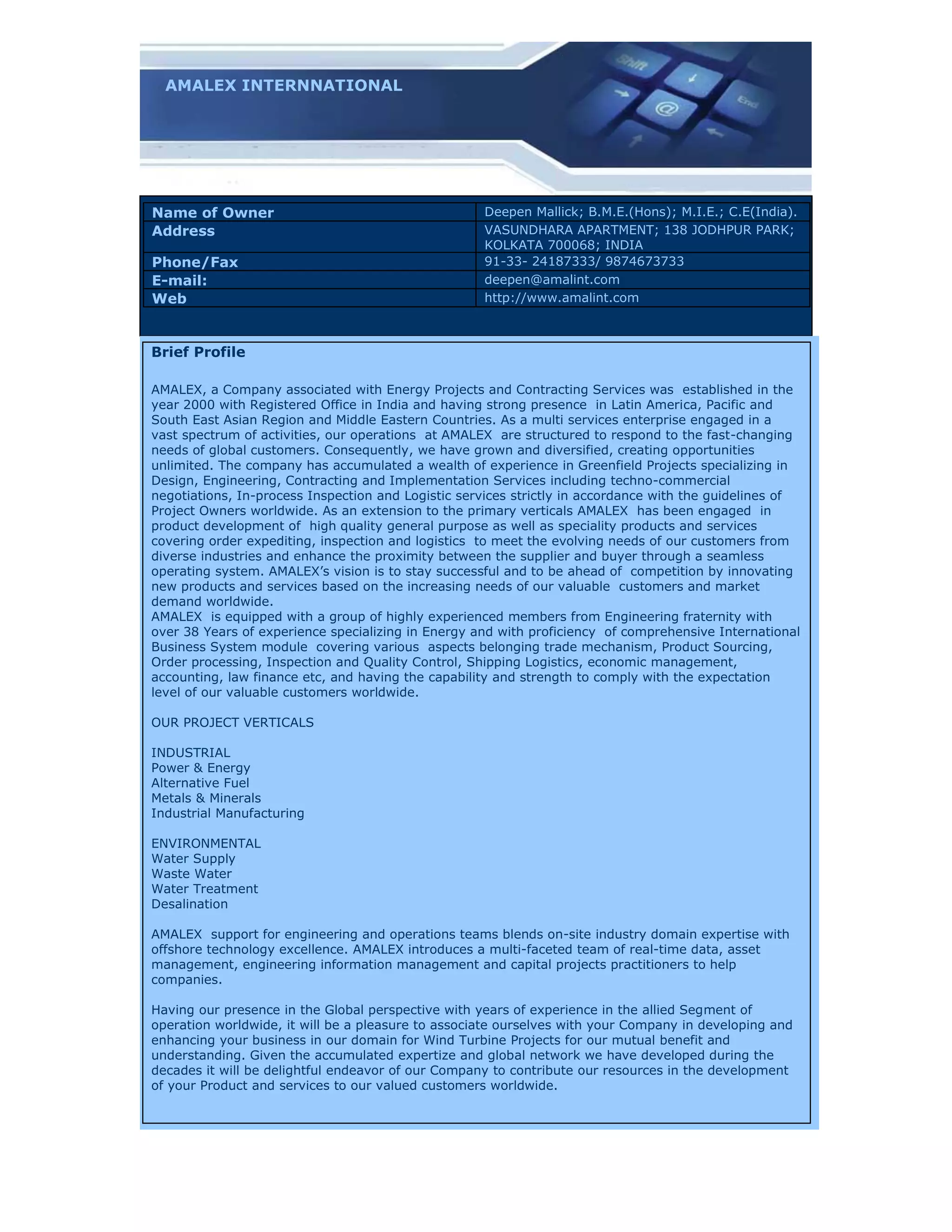 Amalex project profile | PDF | Business | Business and Finance