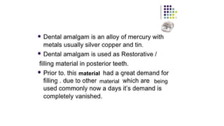 Amalgam alternatives | PPTX | Oral care | Personal Care