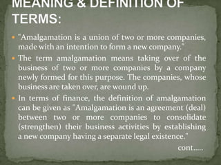 Amalgamation of companies | PPTX