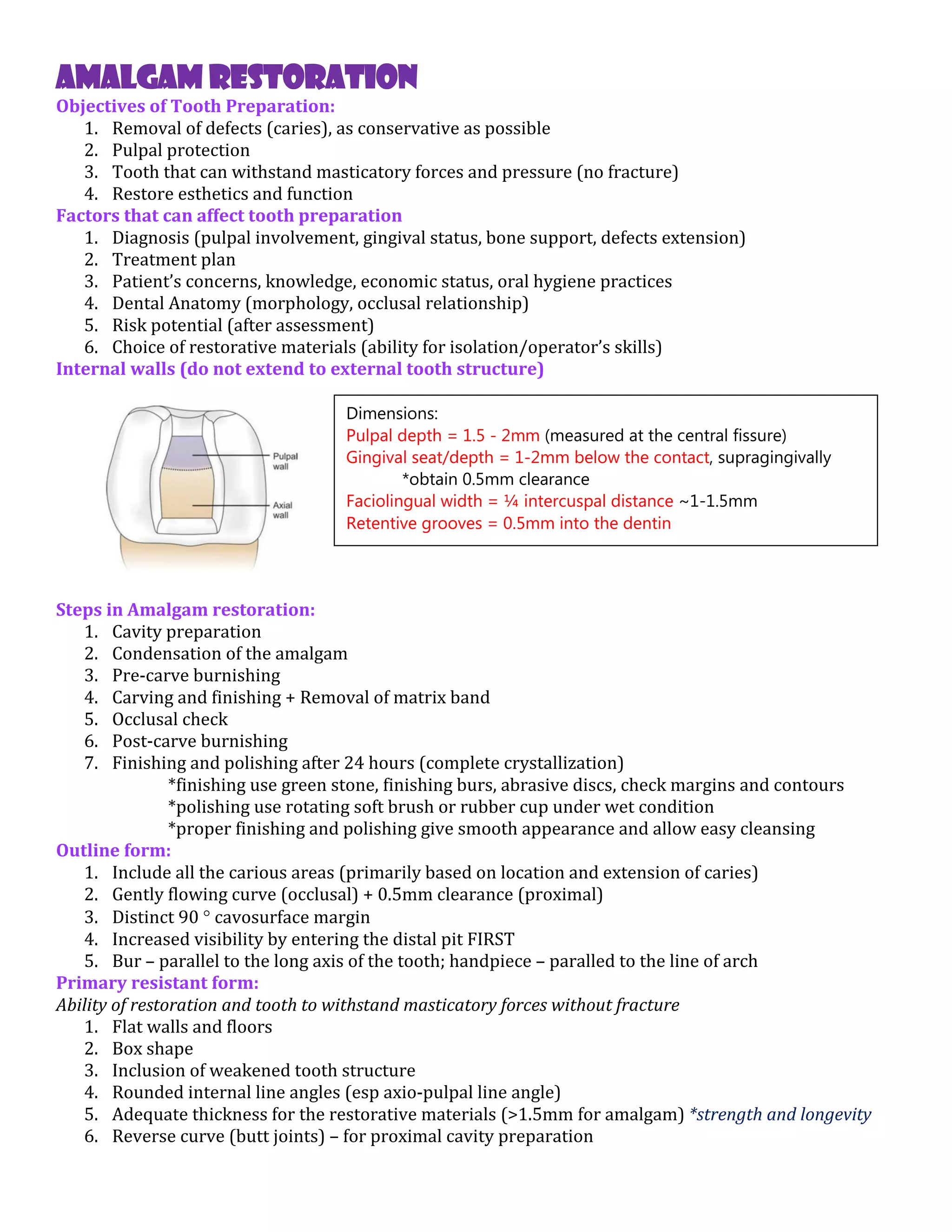 Amalgam restoration | PDF