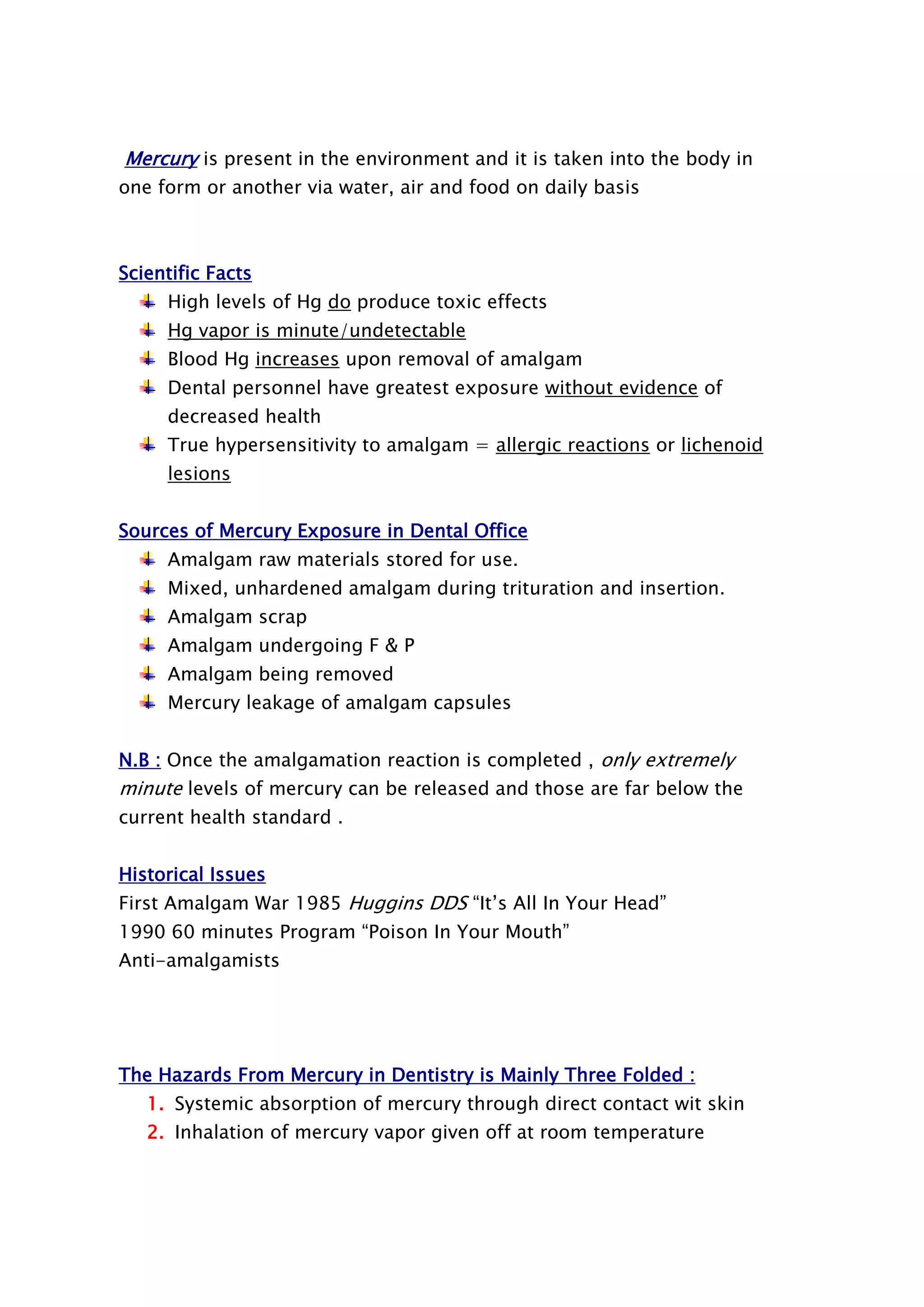 Amalgam safety & mercury hazards 3rd year 1 2012 | DOCX