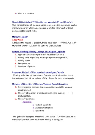 Amalgam safety & mercury hazards 3rd year 1 2012 | PDF