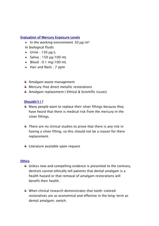 Amalgam safety & mercury hazards 3rd year 1 2012 | PDF