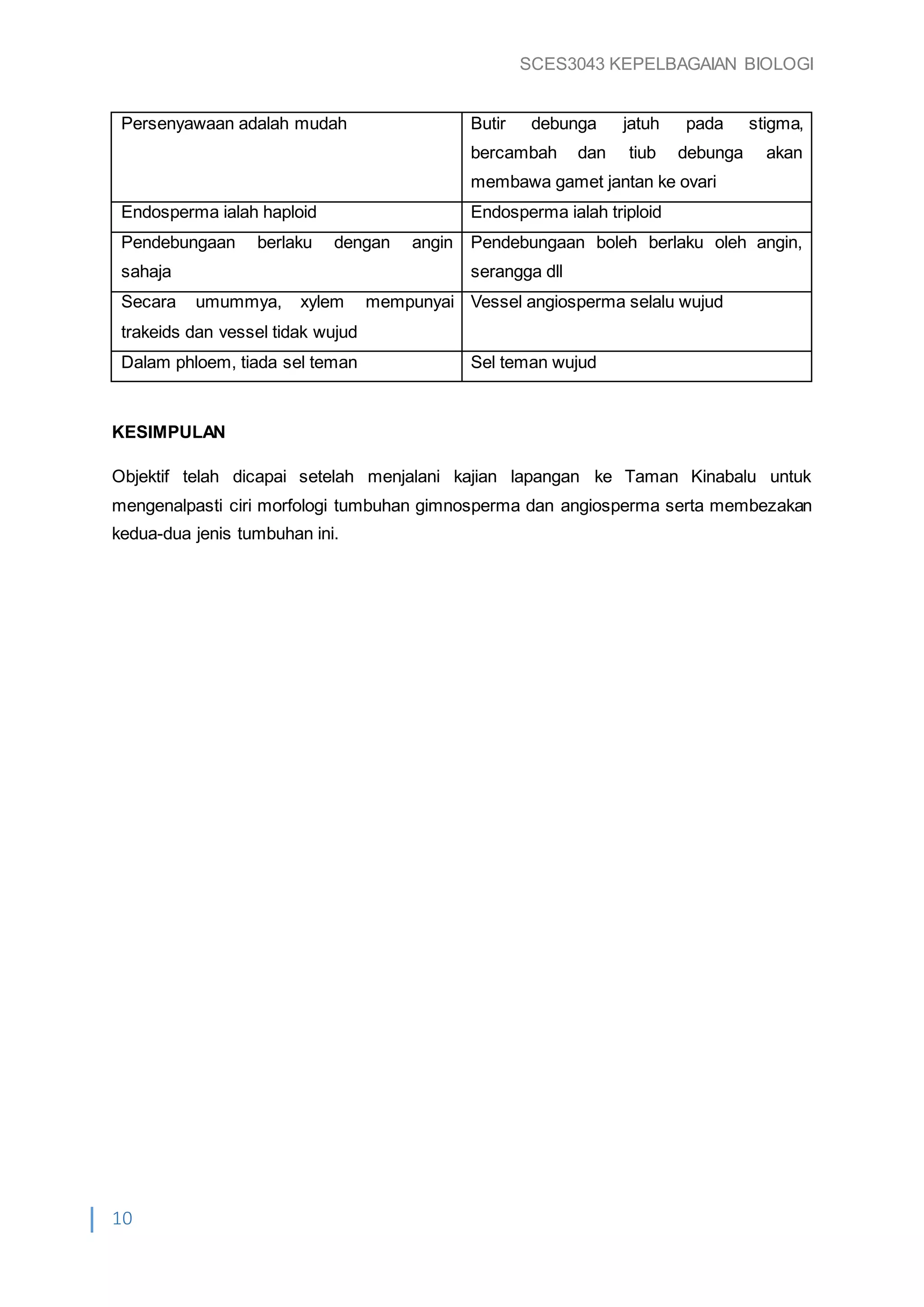 Kajian Morfologi Tumbuhan Angiosperma dan Gimnosperma | DOCX