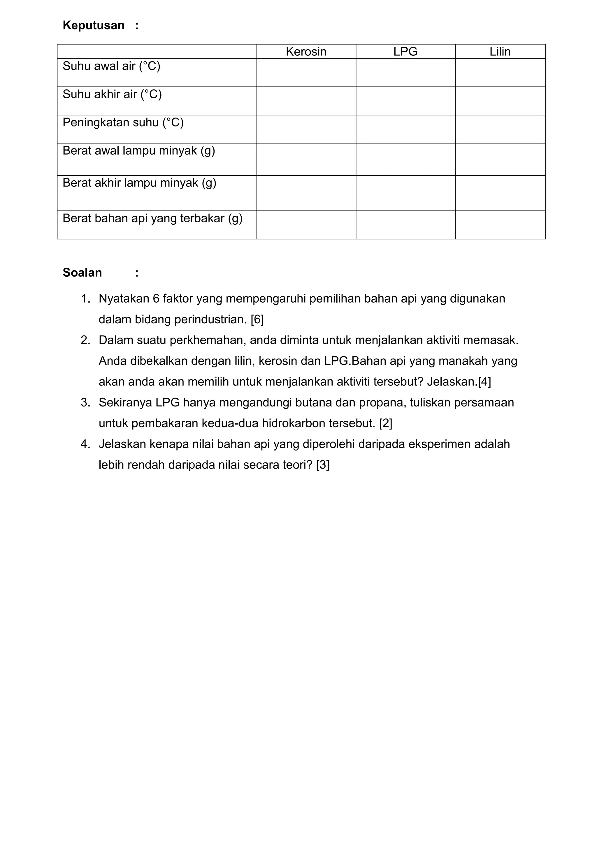 Amali 3 nilai bahan api | PDF