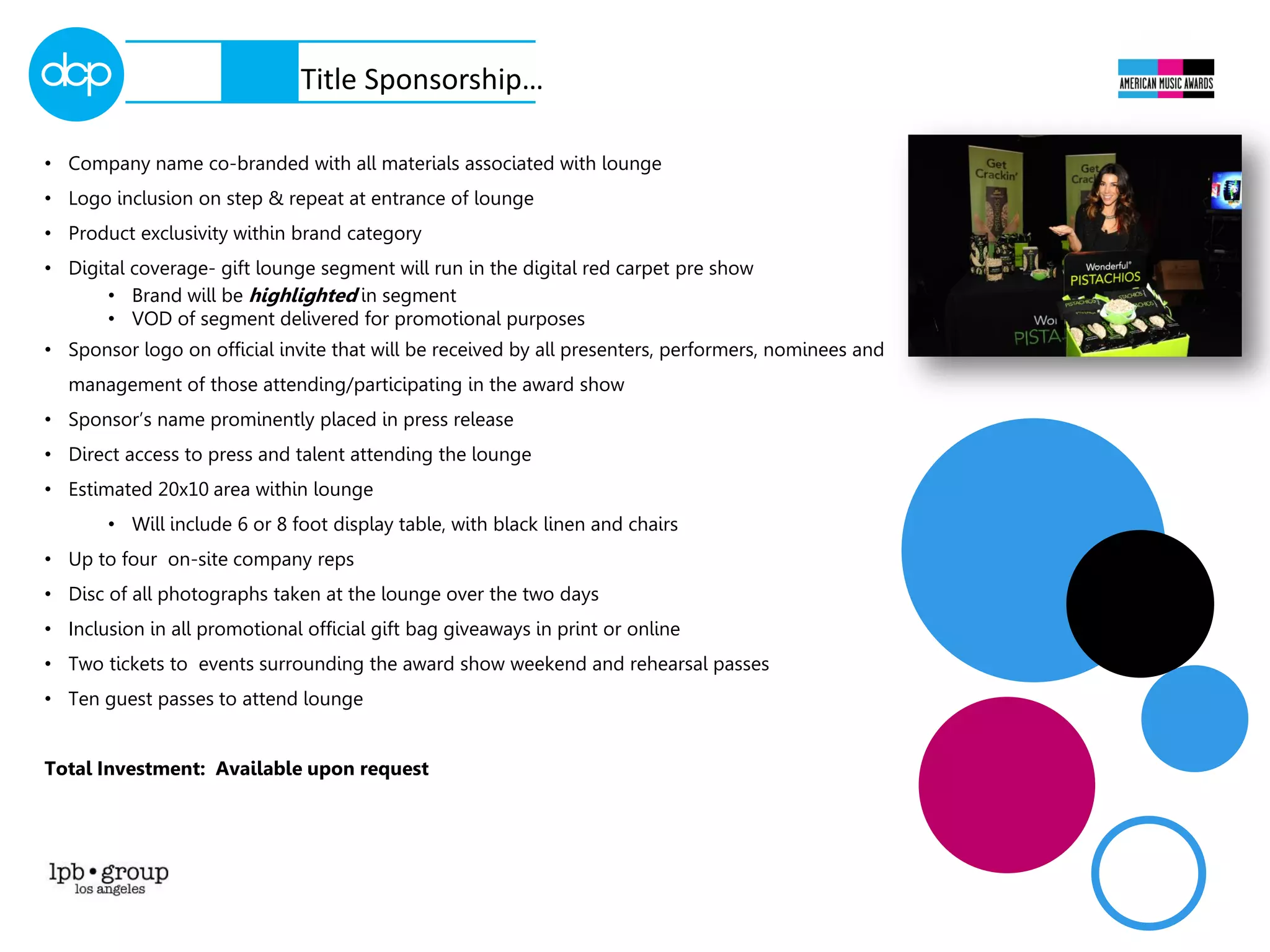 LPB Group and DCP American Music Awards Backstage Lounge | PPT