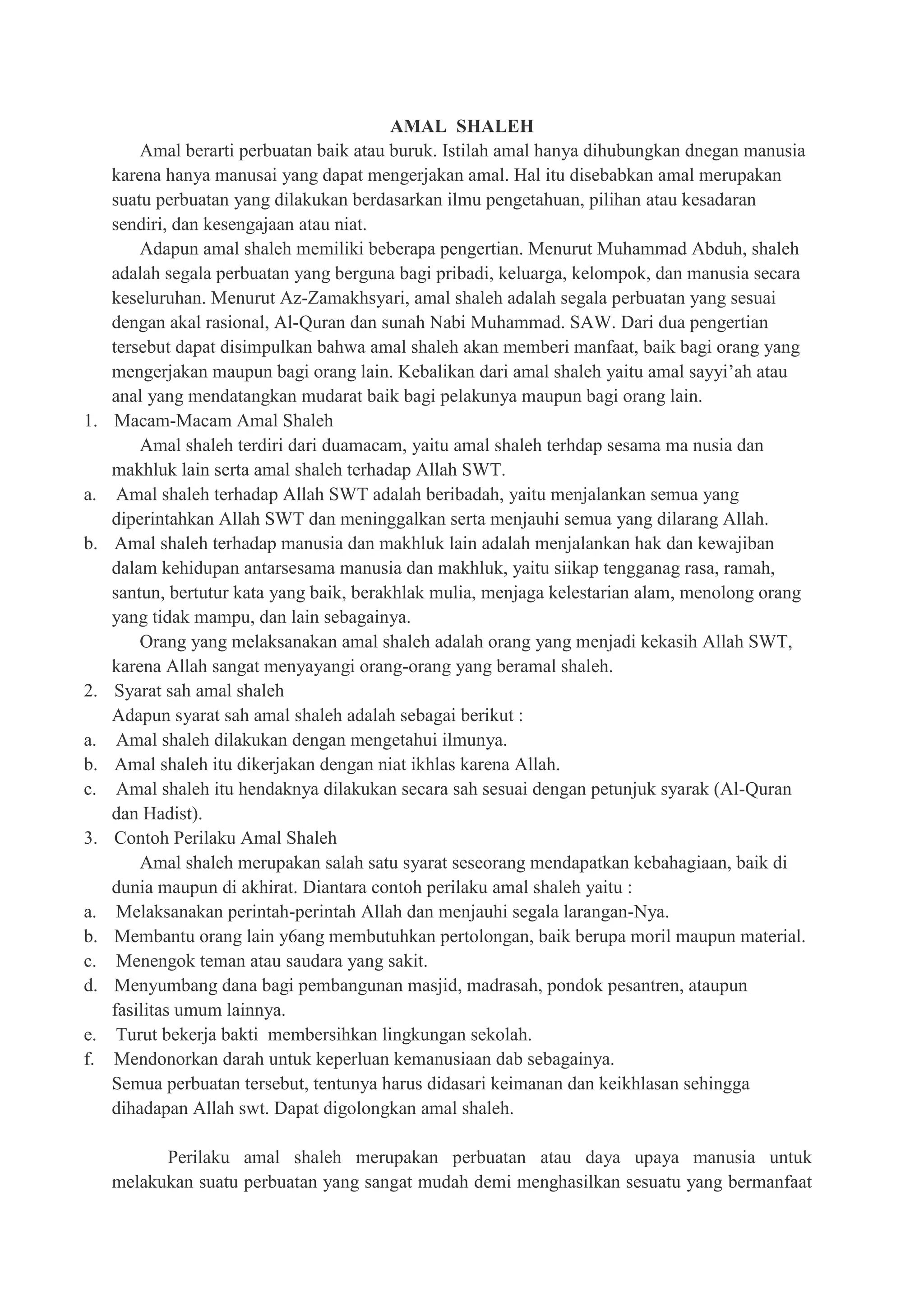 Makalah Amal sholeh | DOCX