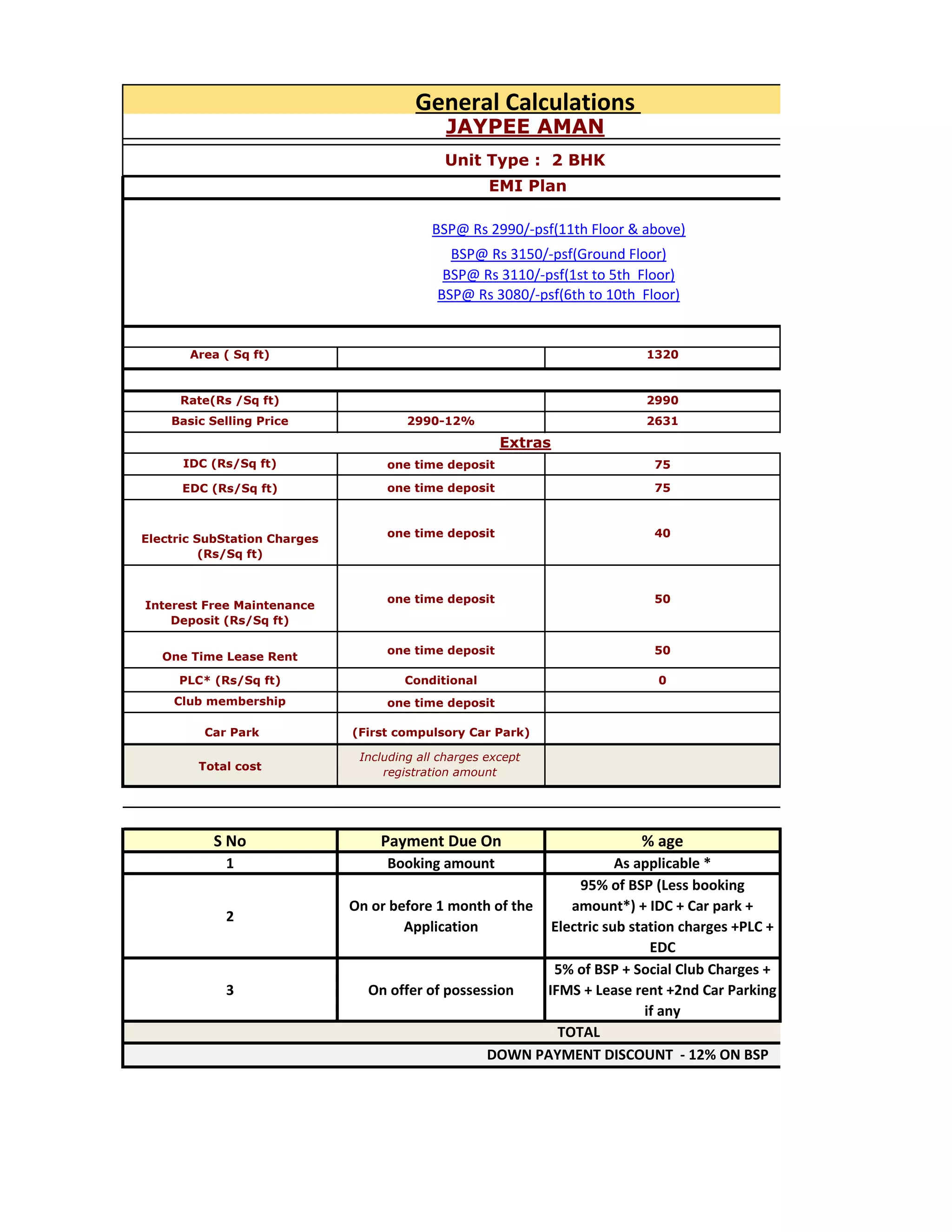 Aman calculation sheet | XLSX