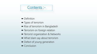 Presentation on terrorism & its effect | PPTX