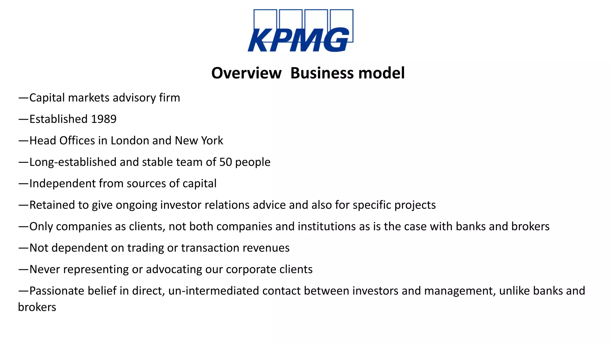 A management overview on kpmg global | PPTX