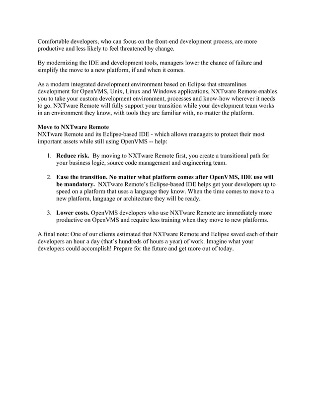 A Manager’s Guide to OpenVMS Transitions: Protecting your Greatest ...