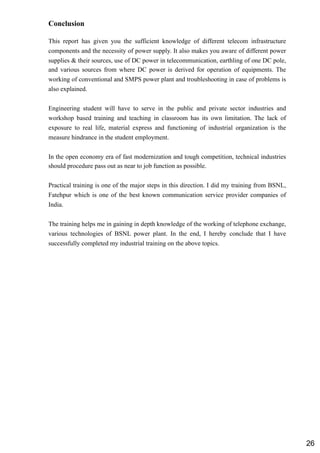 BSNL electrical engineering report file | PDF