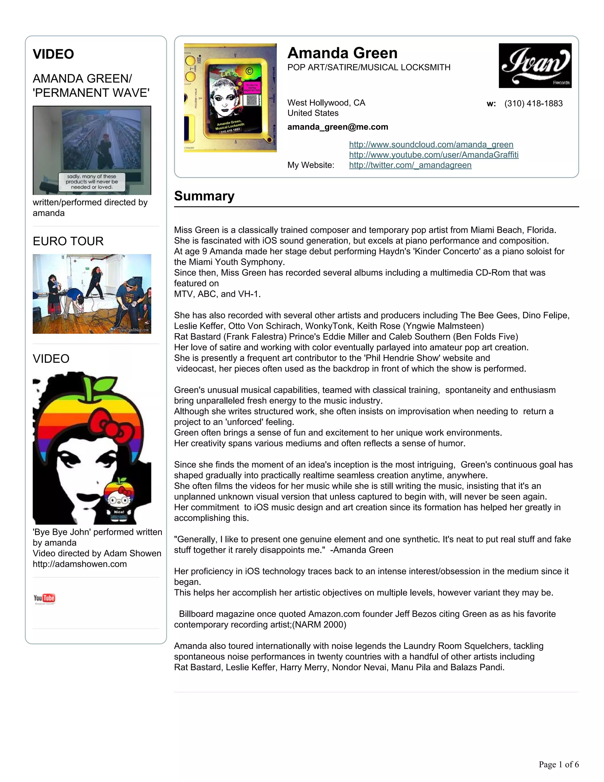 Amanda Green, Composer, Resume | PDF