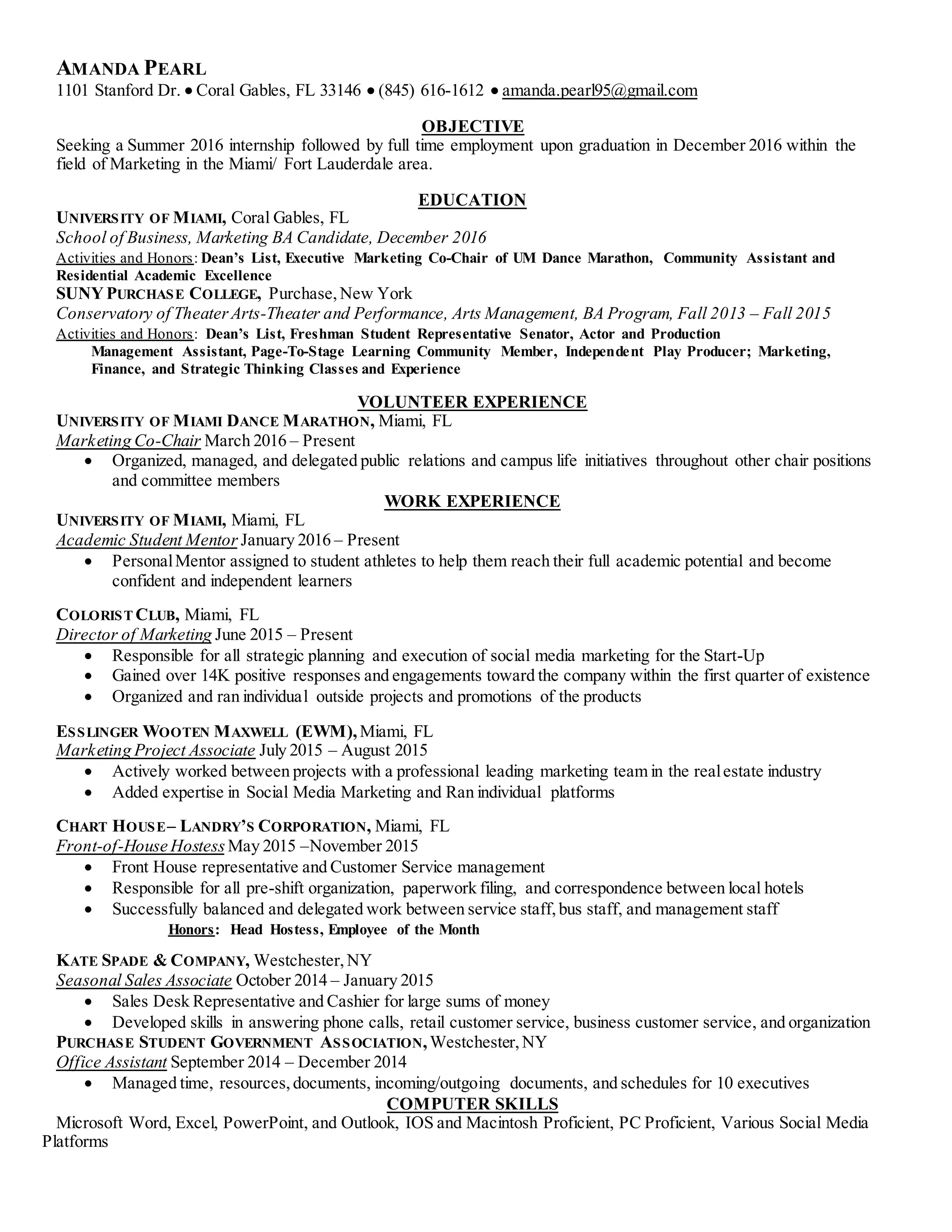 Resume 2016 | PDF