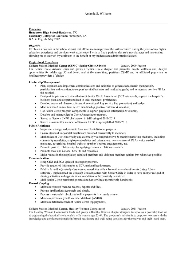 Amanda s. williams resume | DOC