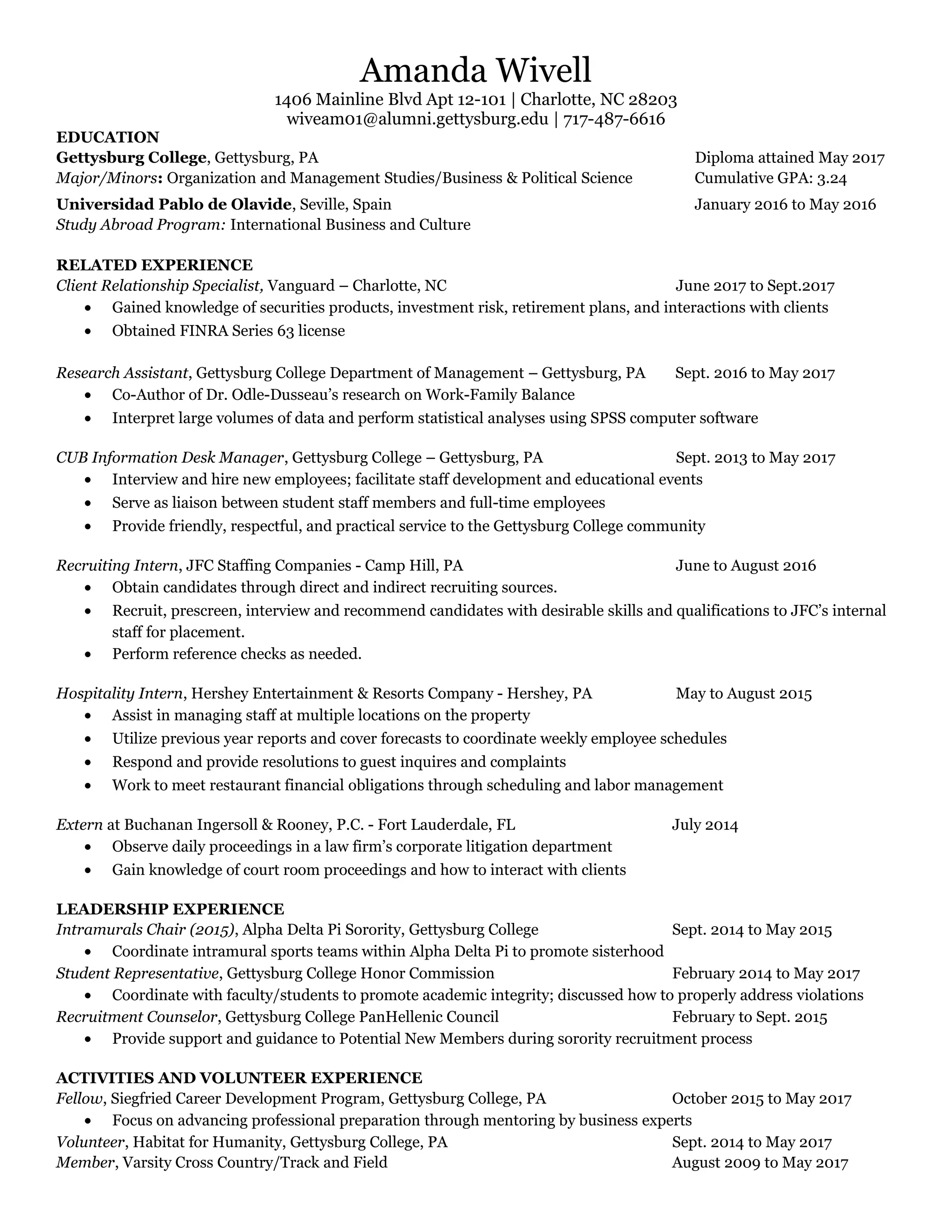 Amanda Wivell Resume 2017 | DOC