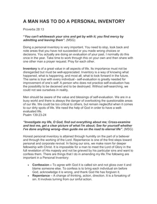 A man has to do a personal inventory | DOC