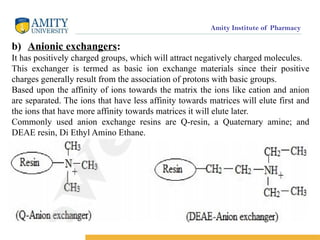 Ion Exchange chromatography: basics of chromatography | PPTX
