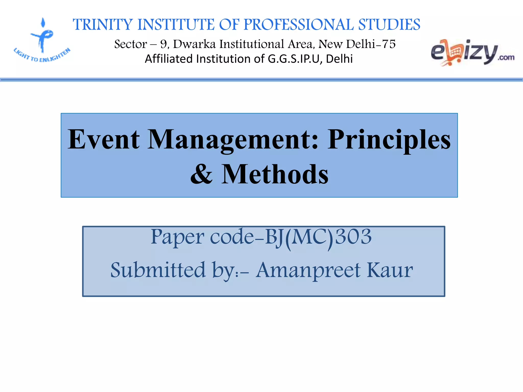 Event Management: Principles & Methods | PPTX