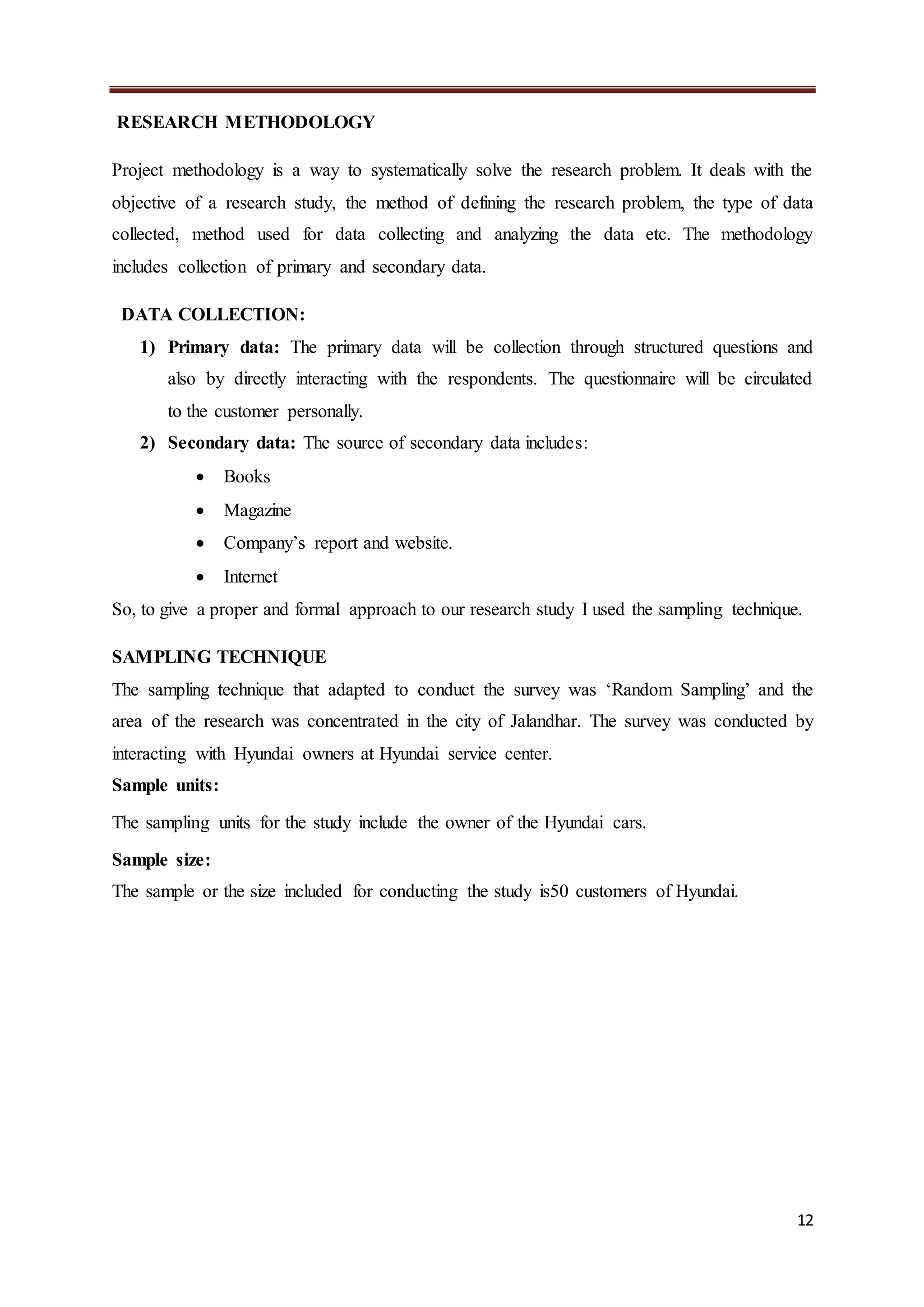 Customer relationship management practices in Hyundai Ltd. | DOCX