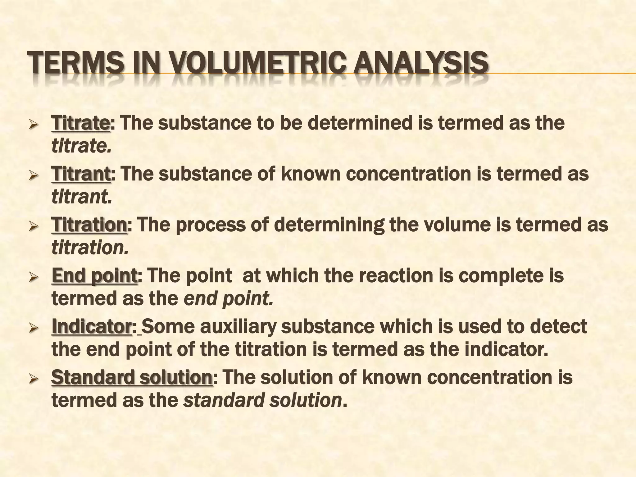 Volumetric Analysis ( Titrimetric analysis) or Titration | PPTX