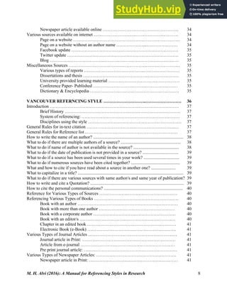 A Manual For Referencing Styles In Research | PDF