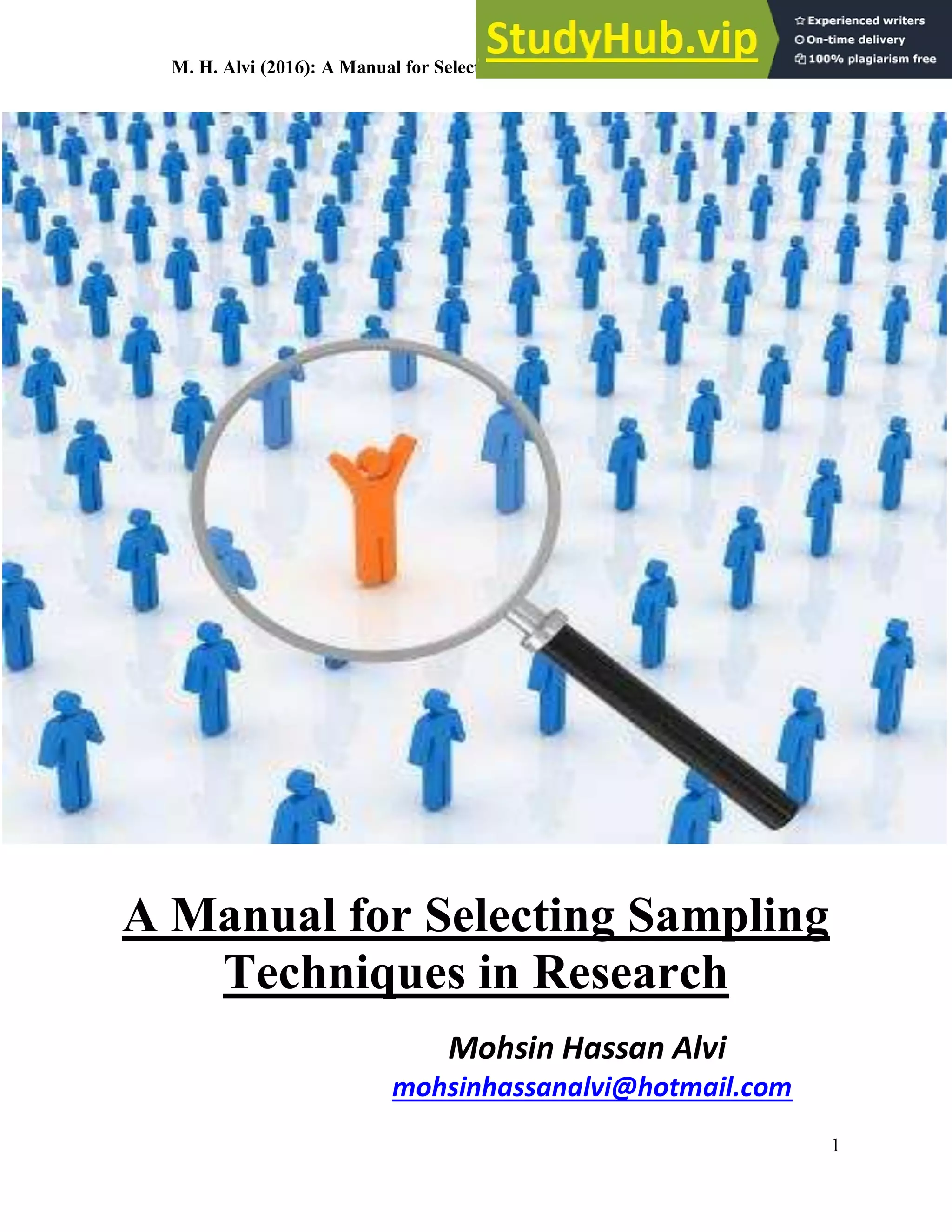 A Manual For Selecting Sampling Techniques In Research | PDF