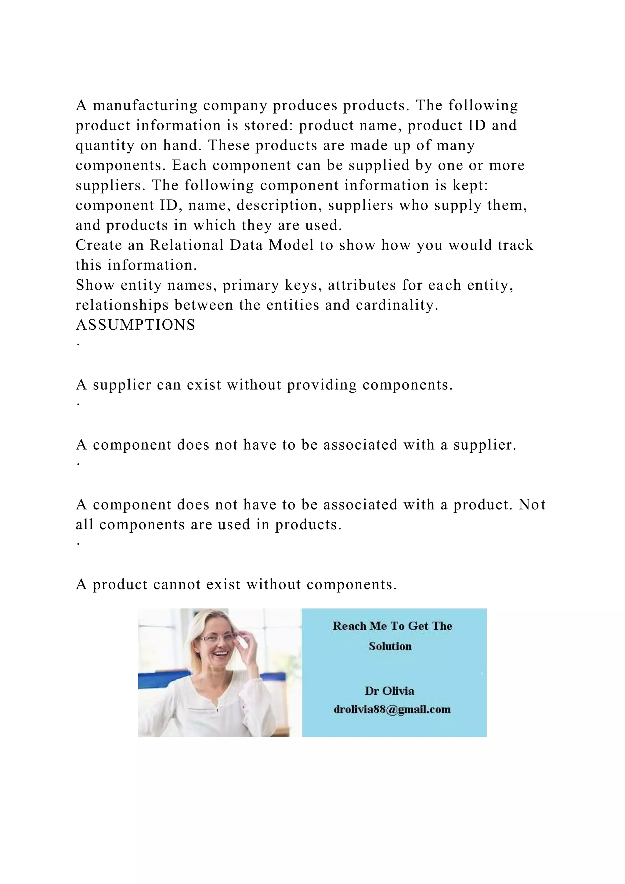 A manufacturing company produces products. The following product inf.docx