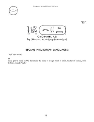 Amarigna & Tigrigna Qal Roots of Male Names | PDF