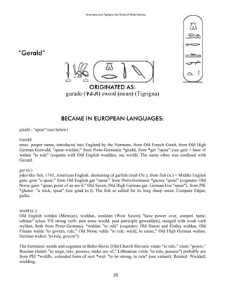 Amarigna & Tigrigna Qal Roots of Male Names | PDF