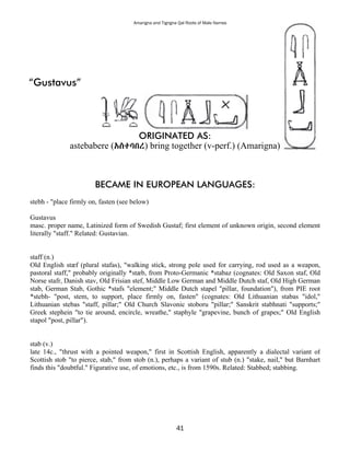 Amarigna & Tigrigna Qal Roots of Male Names | PDF