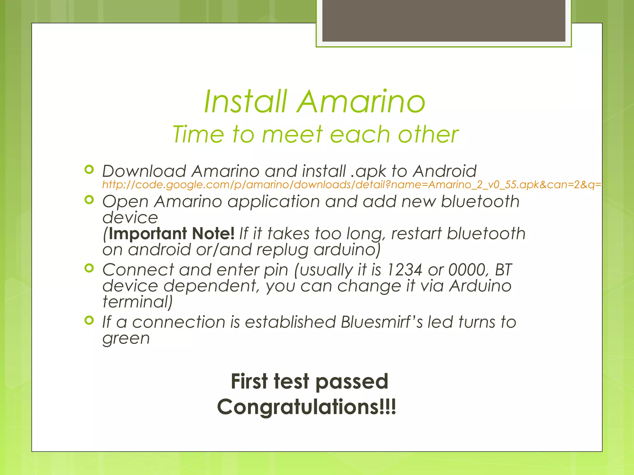 Amarino Presentation | PPS | Operating Systems | Computer Software and Applications