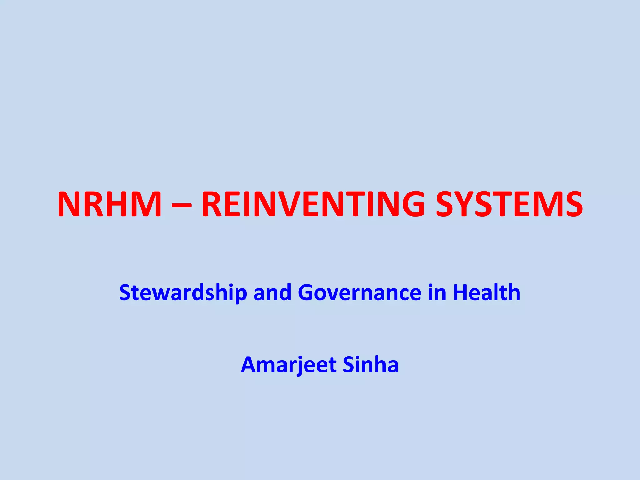 Keynote Address: Stewardship and Governance in Health Systems with ...