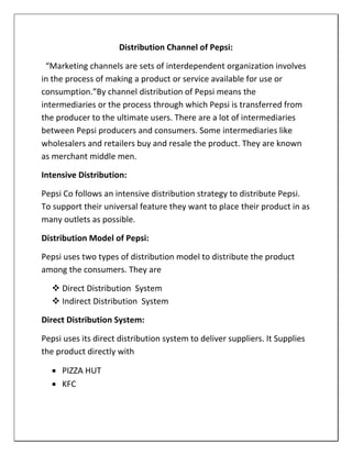 Marketing strategy of pepsi assaignment | DOCX