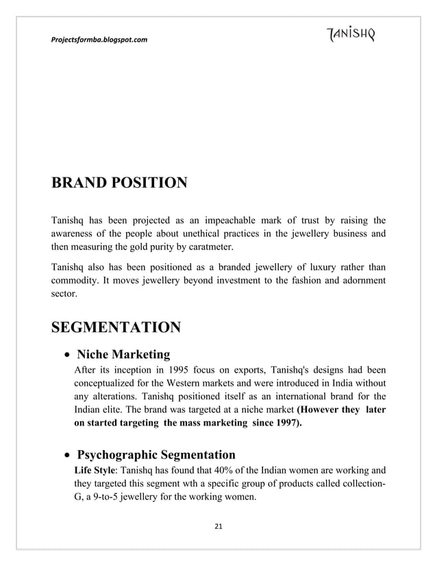 A marketing project report on tanishq | DOC
