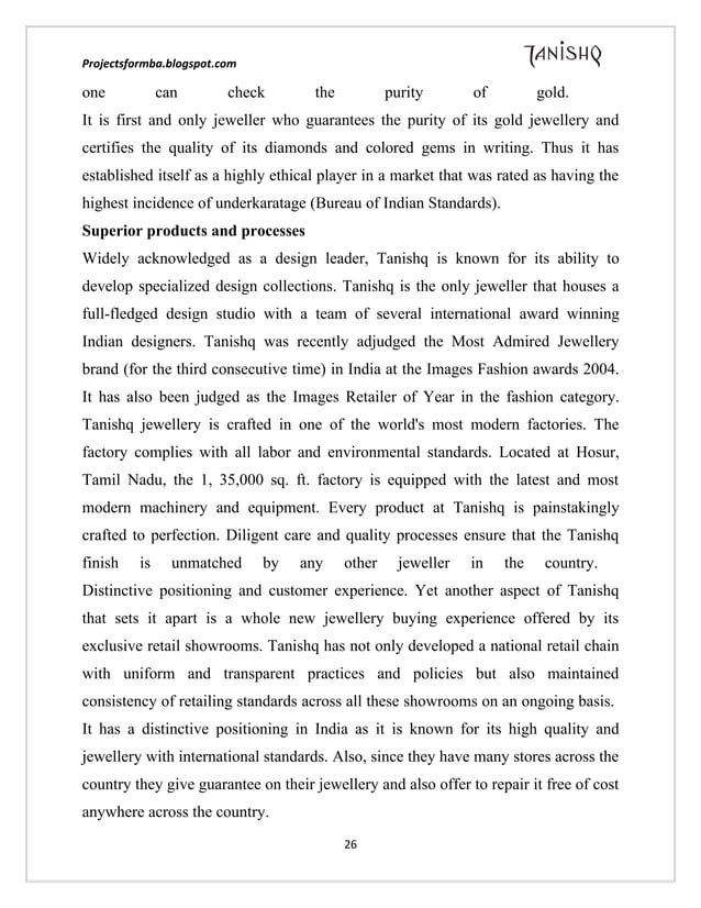 A marketing project report on tanishq | DOC