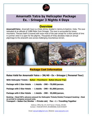 Amarnath Yatra by Helicopter Via Baltal Ex - Srinagar - 3N4D.pdf - Mr Lal.pdf