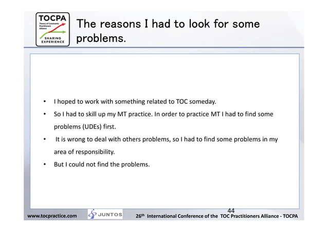 13 years of experience on using TOC Thinking Process for my life | PPT